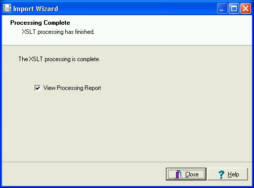 XSLT processing of XML Import files.